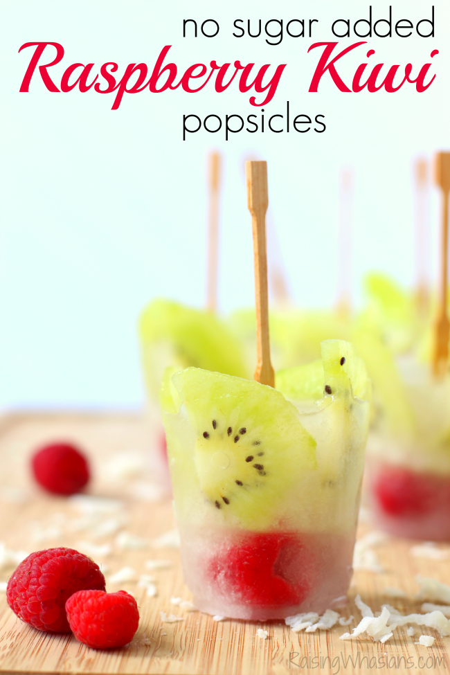 No Sugar Added Raspberry Kiwi Popsicles - Raising Whasians