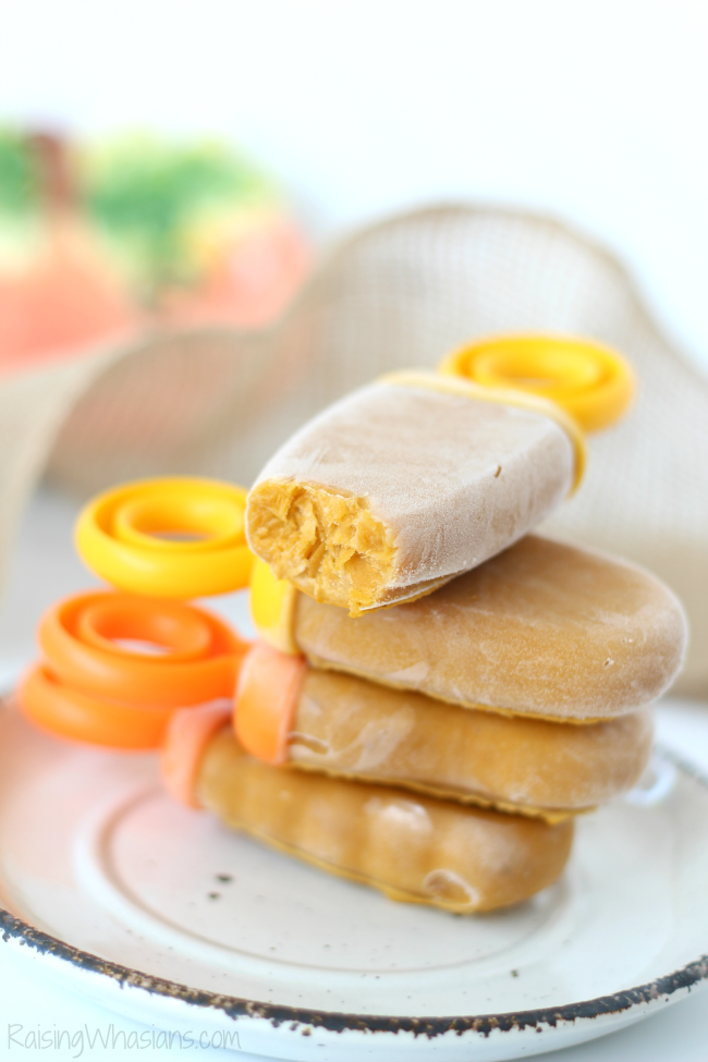 3-Ingredient Creamy Pumpkin Popsicles | No Dairy - Raising Whasians
